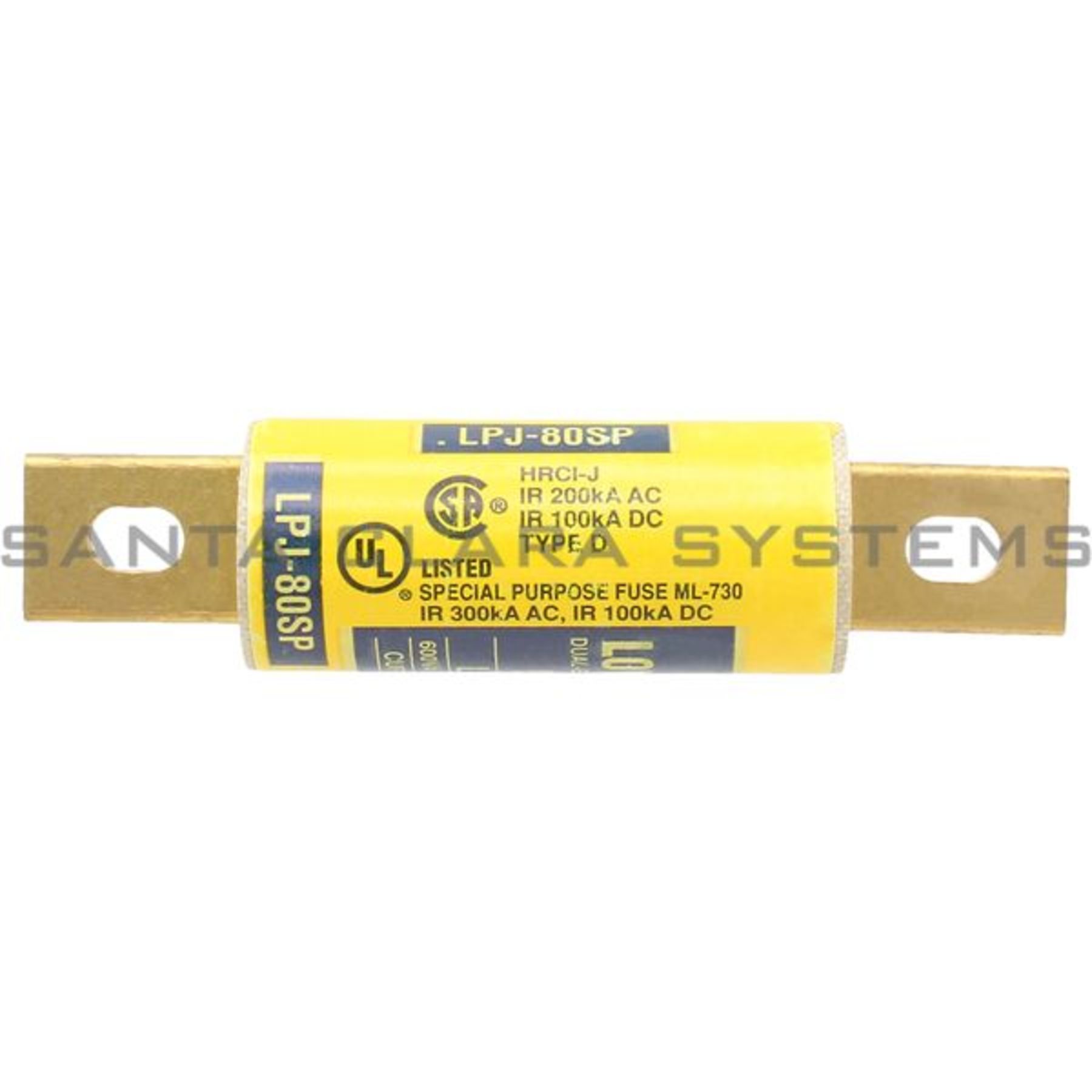 BUSSMANN LPJ-80SP 80 AMP LOW-PEAK FUSE 600 VAC 300 VDC C G, 49% OFF