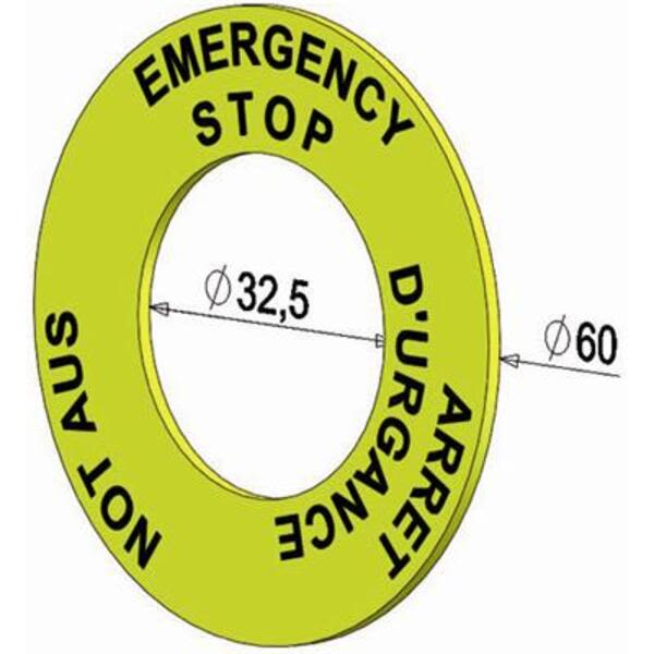 E-SIGN-ENFD-32.5 Abb Emergency Stop Sign EN F D, 32.5mm - Santa Clara ...