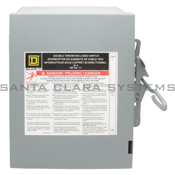 92251 Square D Double Throw Enclosed Switch - Santa Clara Systems